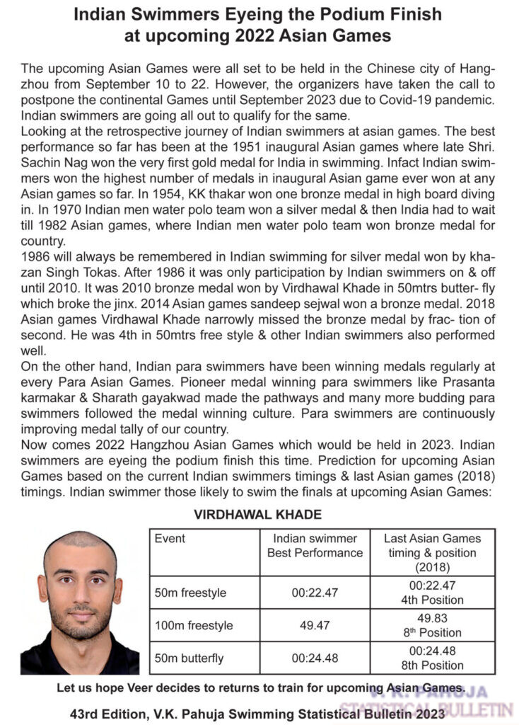 Swimming Statistical Bulletin 43th Edition 2023 – Swimming Coaching ...
